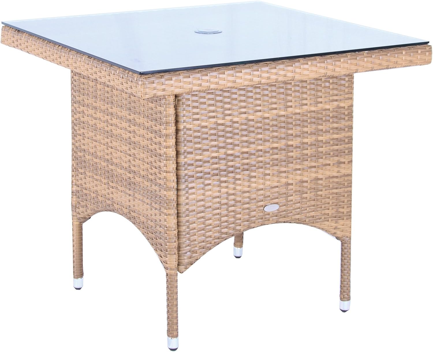 Amazon.com: Cozy Bay Rattan Square Table with 8mm tempered glass