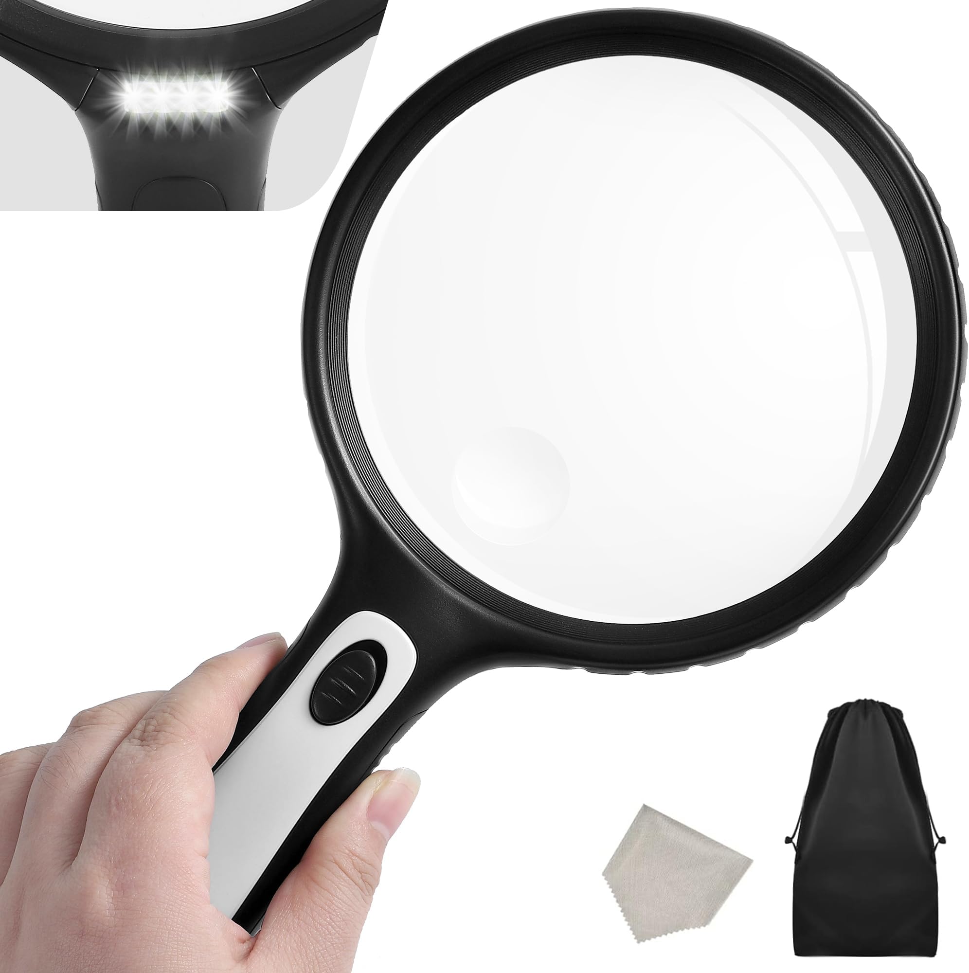 Amazon.com: Handheld Reading Magnifying Glass for Seniors, 10X Large Reading Magnifier, 90mm Non ...