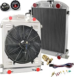 Amazon.com: OzCoolingParts 3 Row Core All Aluminum Radiator + 12" Fan w/Shroud + Thermostat ...