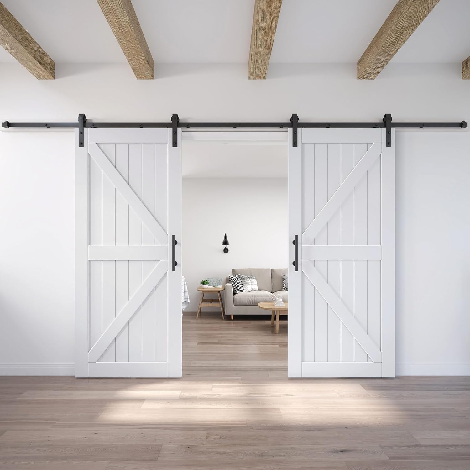 Amazon.com: EaseLife Double 36in x 84in Barn Door + 13.2 FT Double Door ...