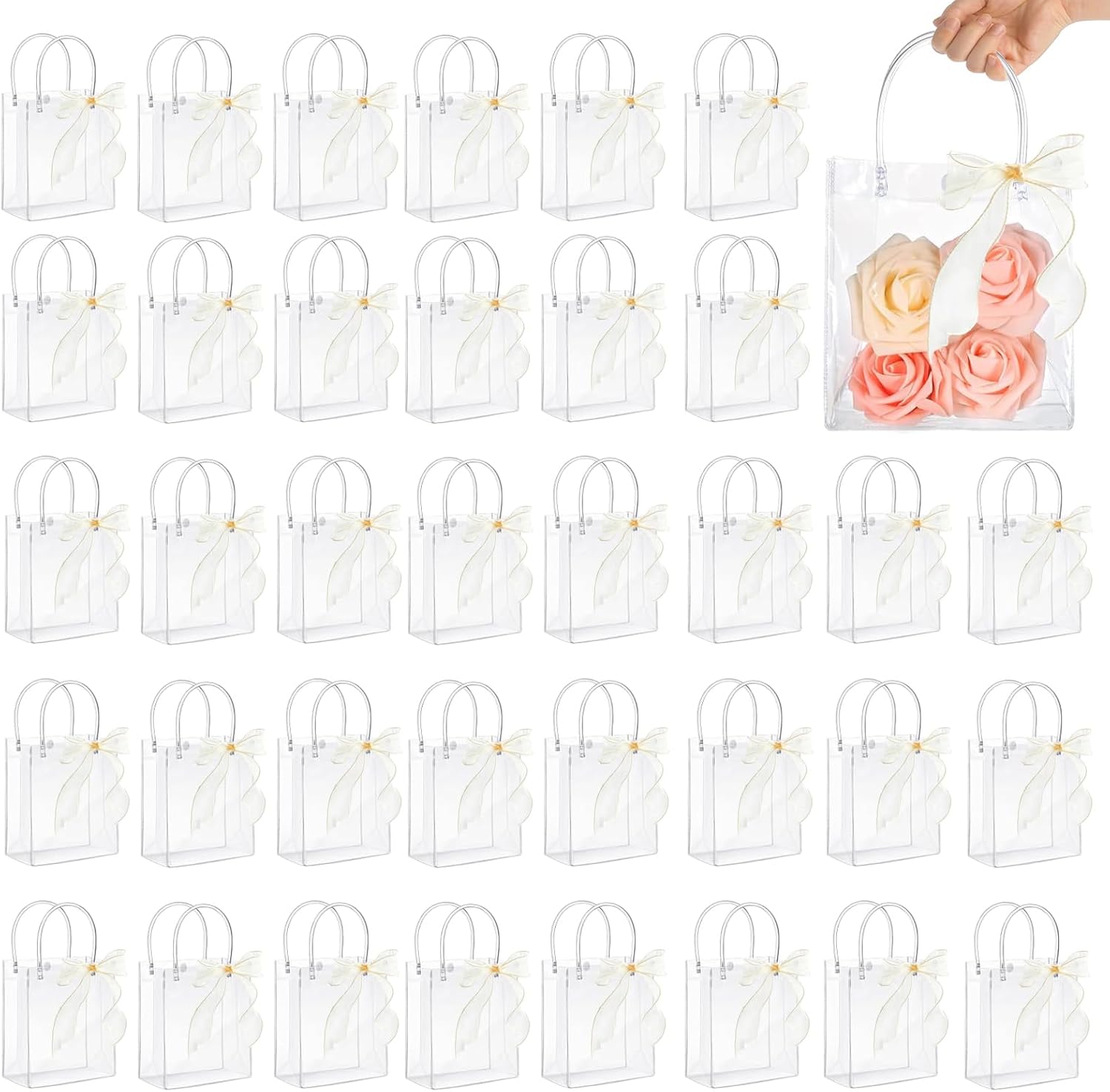 Amazon.com: SHANDERBAR 60 Pcs Clear Plastic Gift Bags with Handles ...