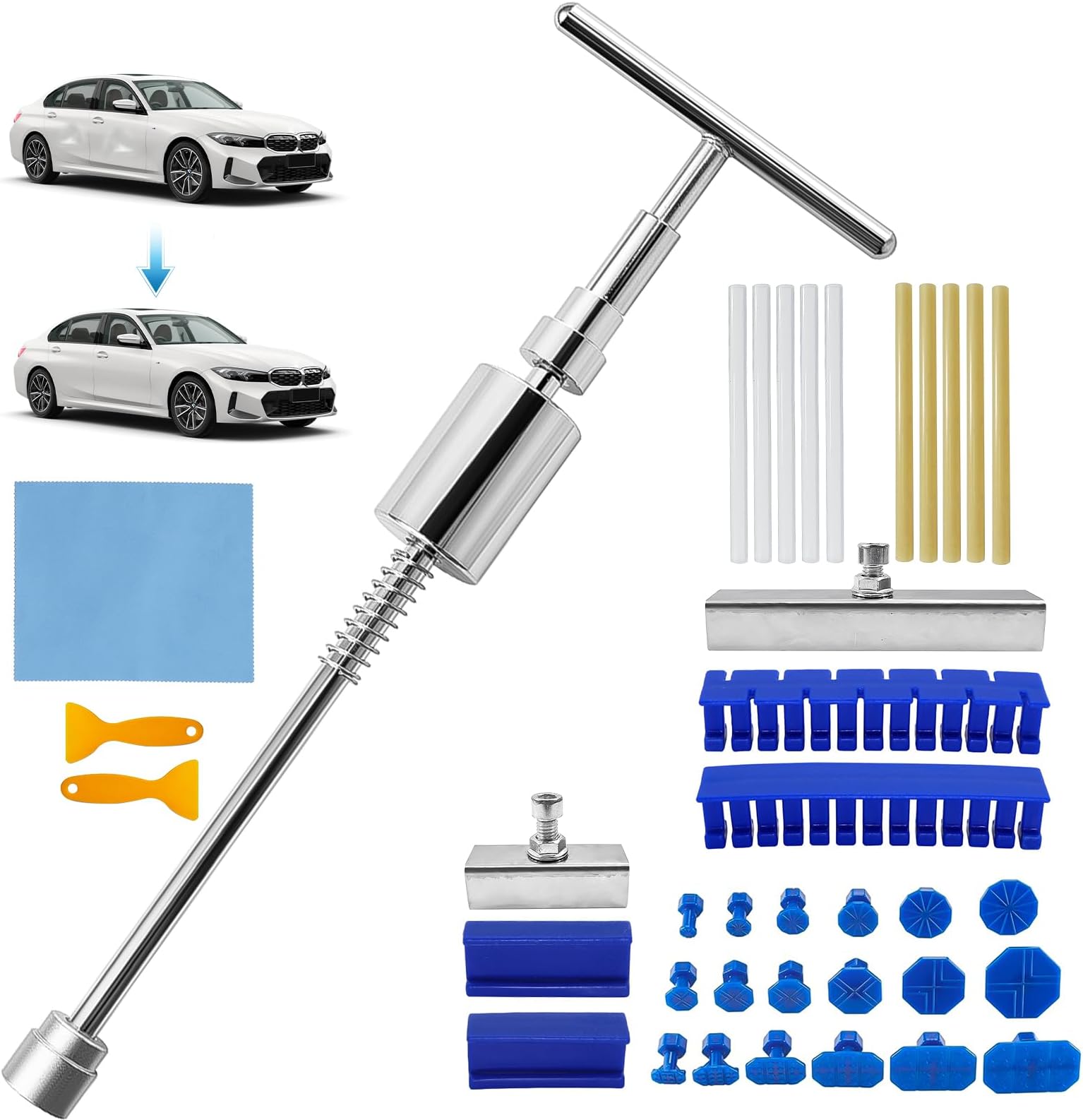 Amazon.fr : gxwcyi 34 Pièces kit Debosselage Carrosserie, Debosselage ...