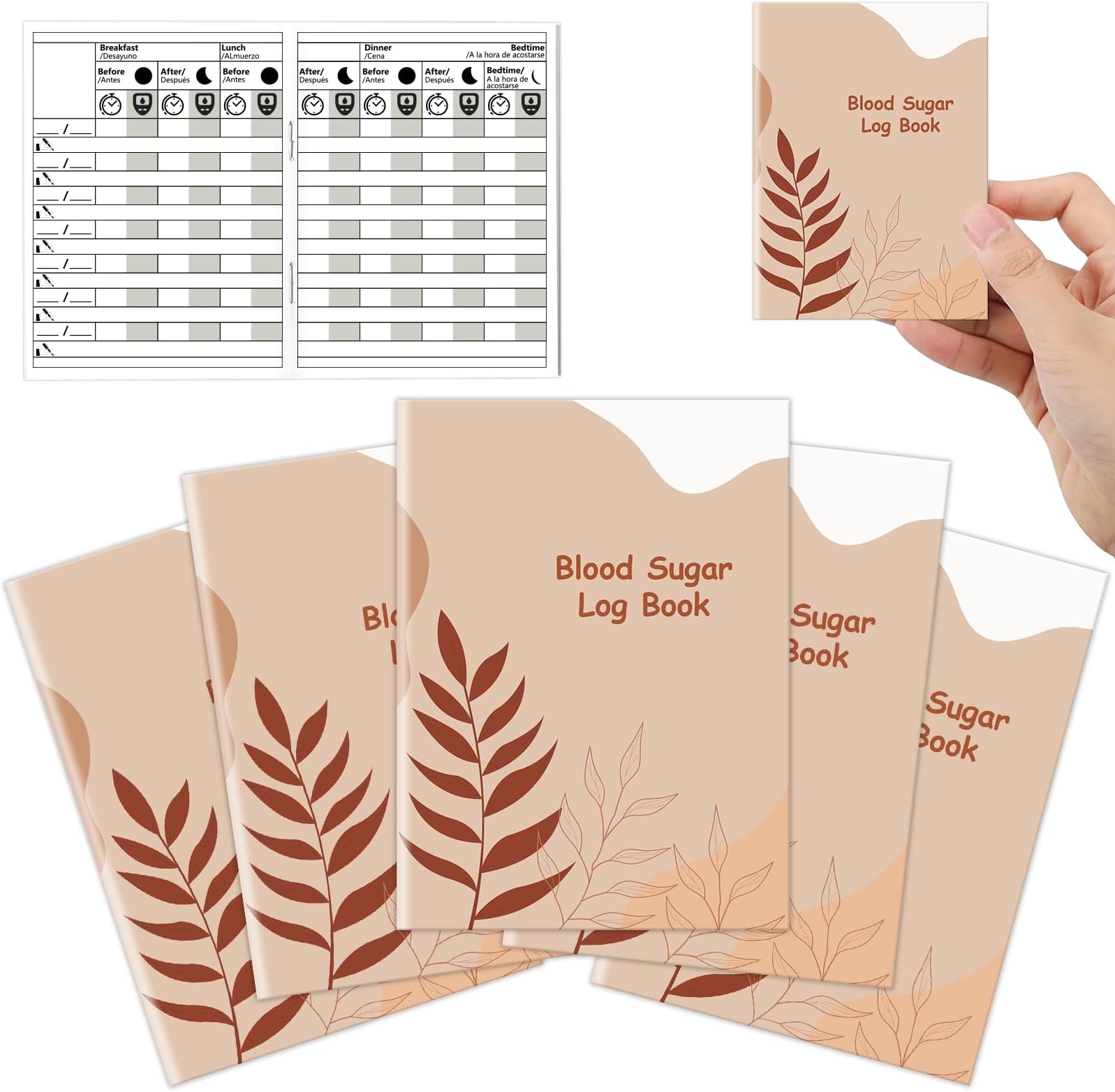 Amazon.com: 5 PCS Blood Sugar Log Book Pocket Size 3*4inch Daily ...