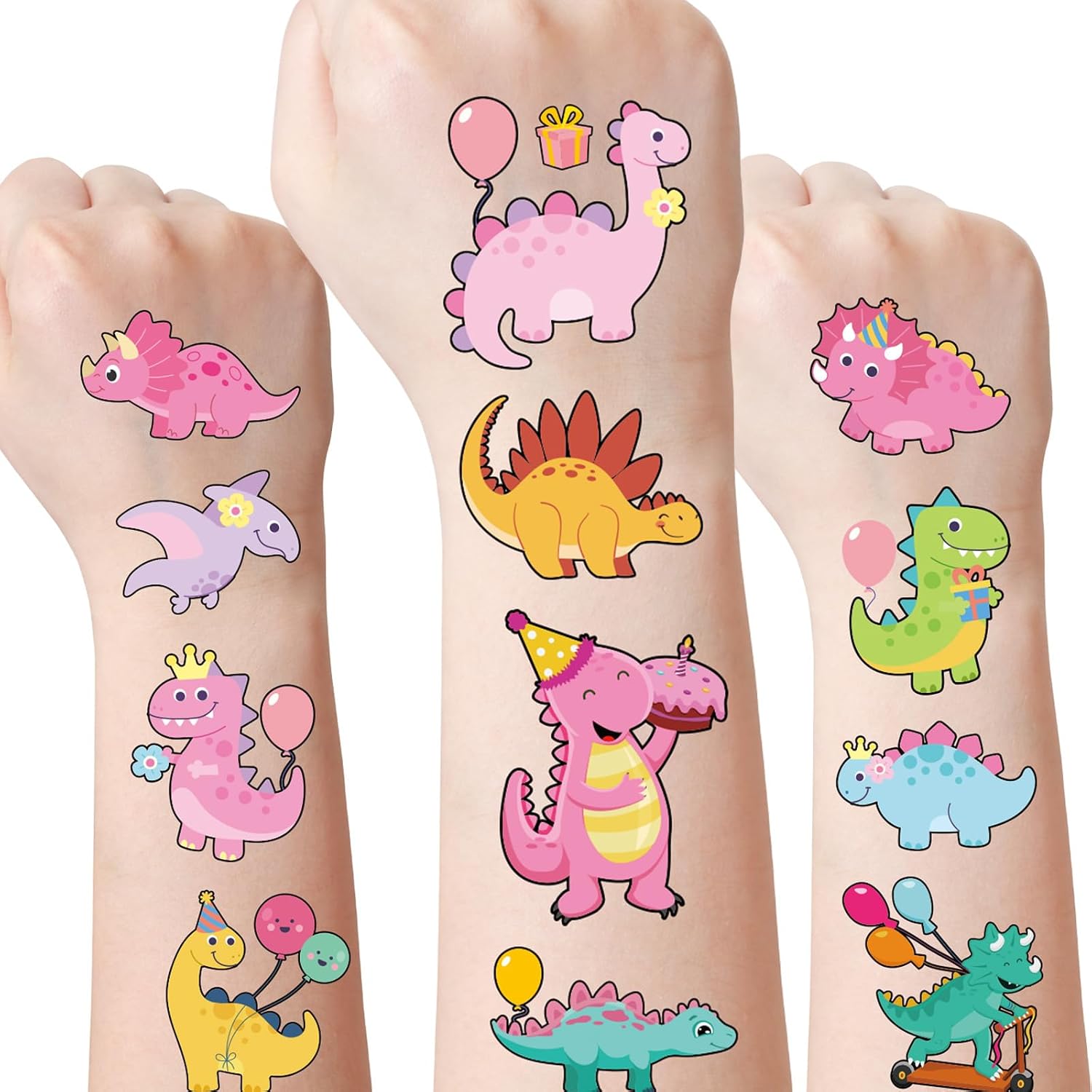 Amazon.com : Three Rex Dinosaur Temporary Tattoos - 6 Sheets 180 Pcs ...