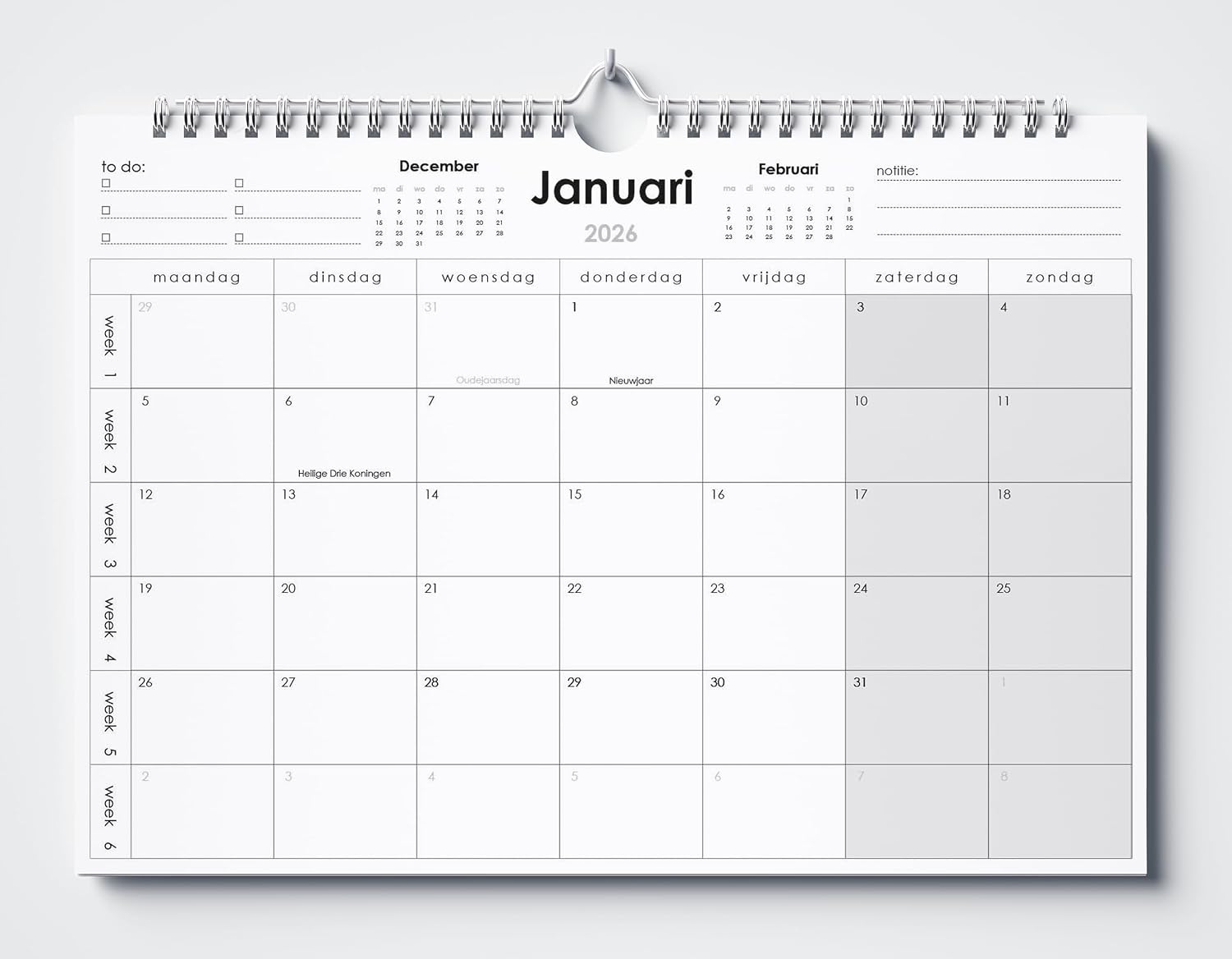 Huurdies® – 18-Maanden Wandkalender – Spiraalgebonden – Enkelzijdig ...