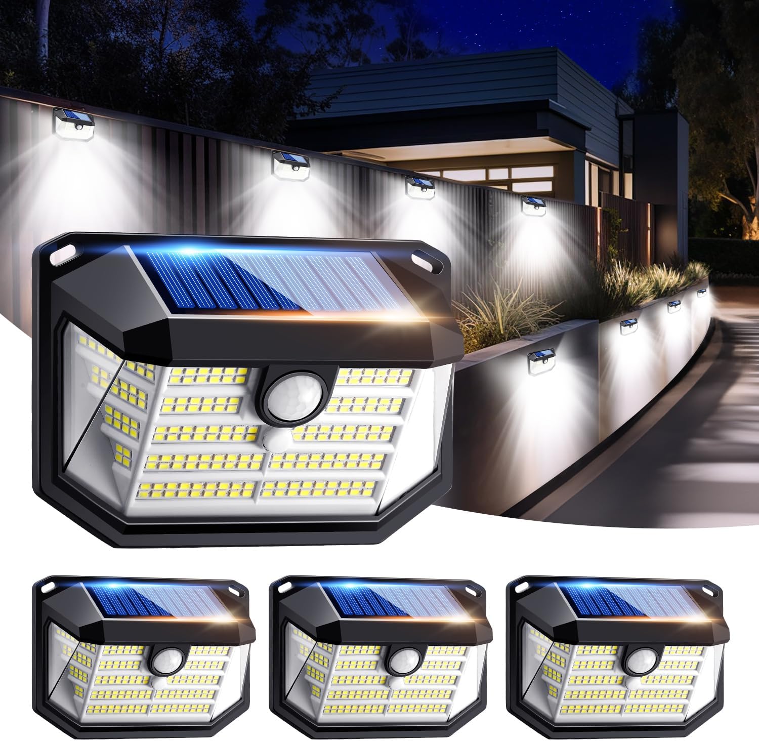Solar Security Lights Outdoor Motion Sensor[4PACK],230LED 270°Wide ...