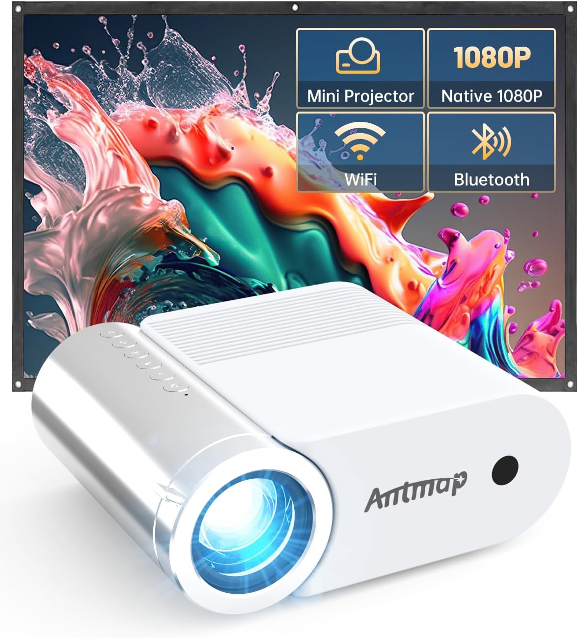 Amazon.com: Antmap Mini Projector with WiFi and Bluetooth, Phone ...