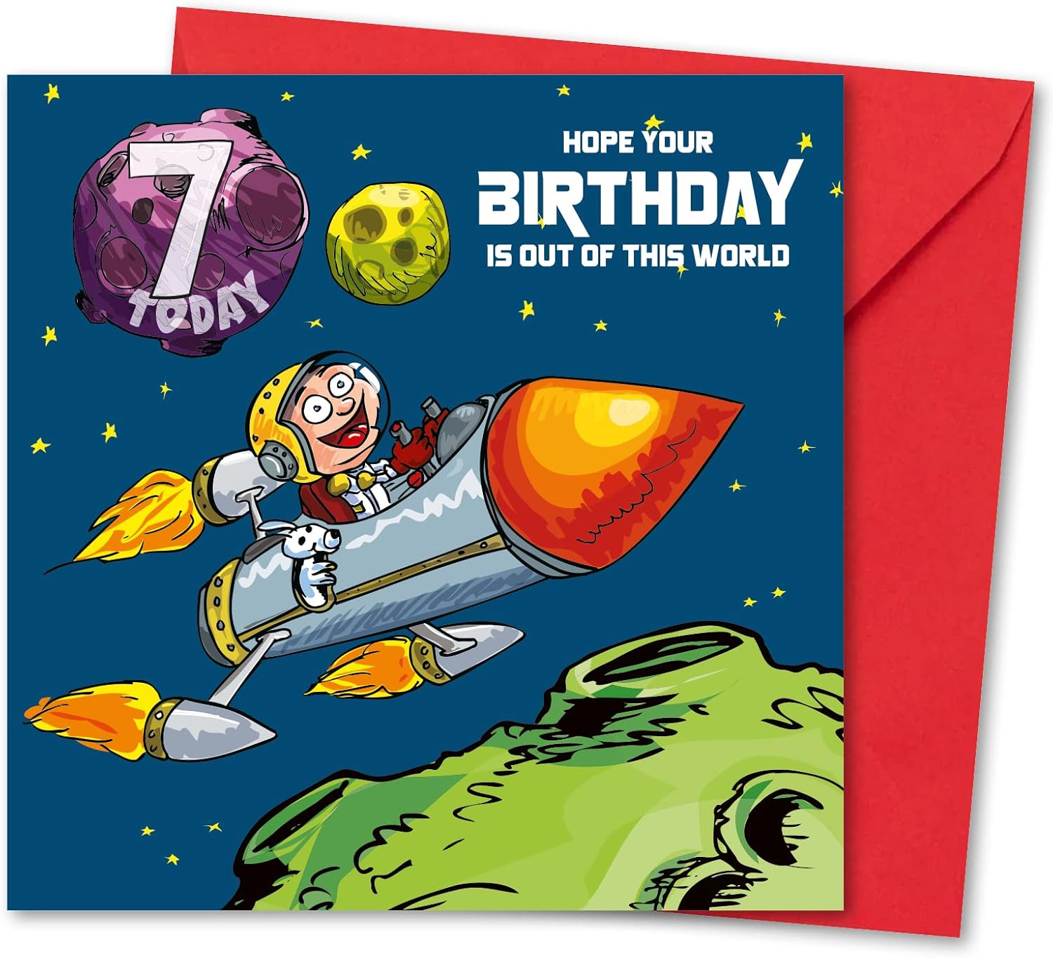 Birthday Card for Boy Age 7. Birthday Card with Matching Envelope ...