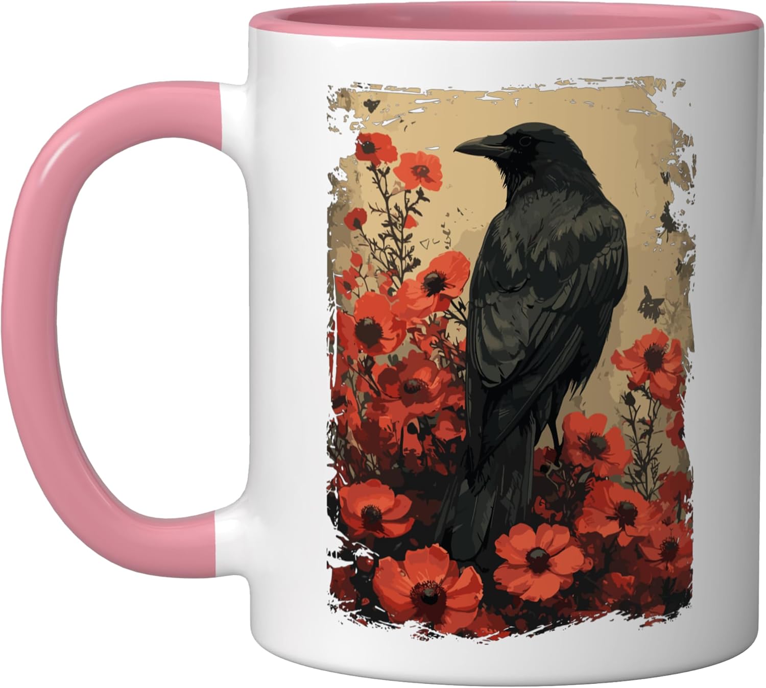 Amazon.com | Gothic Raven Rose Enchanted, Vintage Floral Crow Ceramic ...