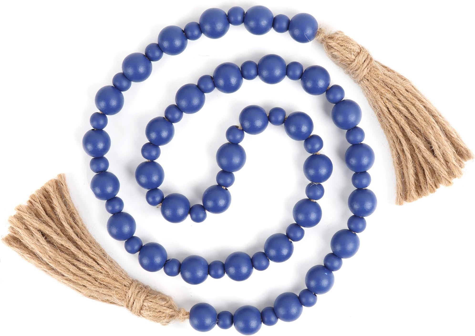 Amazon.com: CVHOMEDECO. 16 Feet Wood Beads Garland with Tassels ...