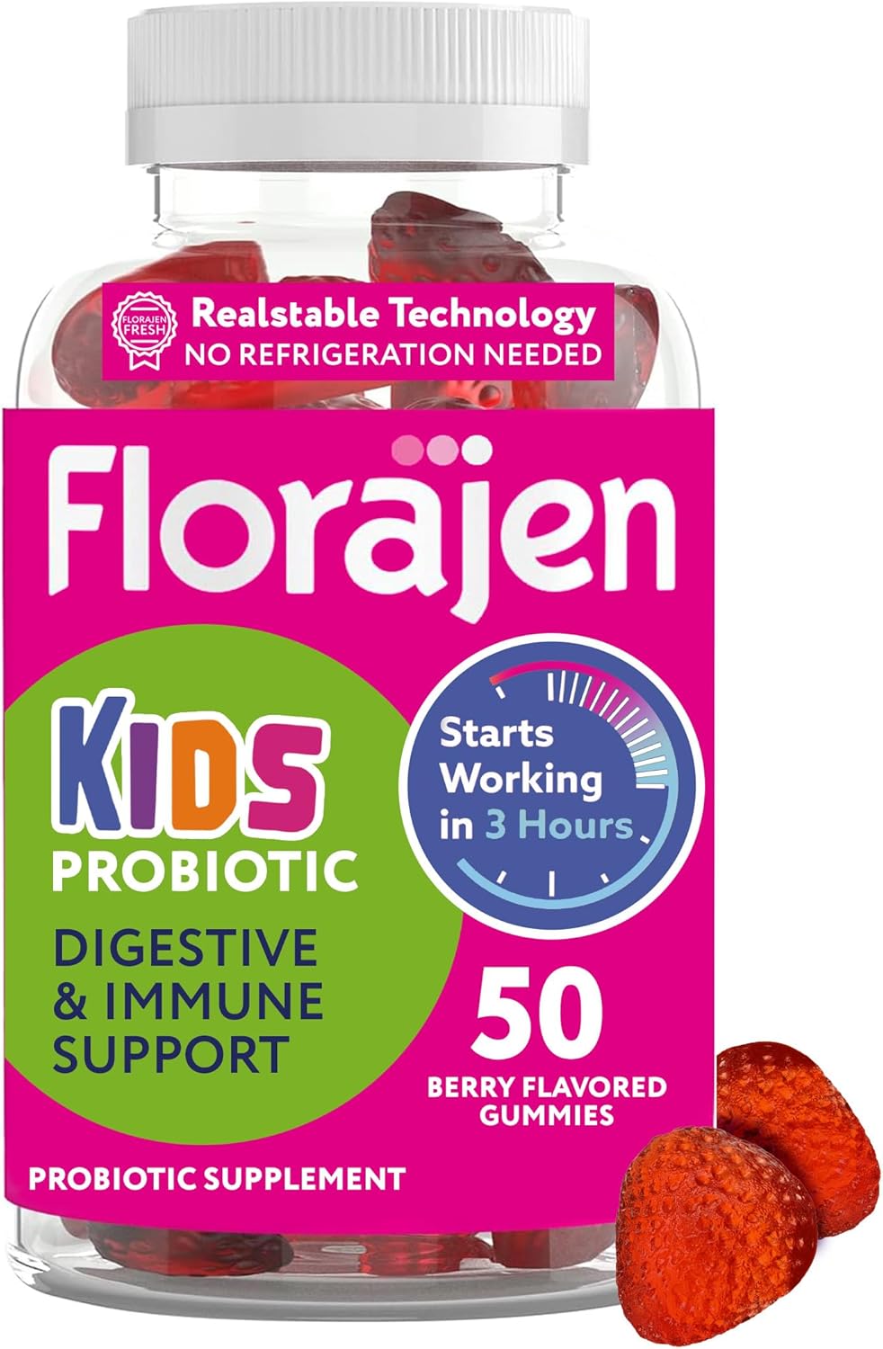 Amazon.com: Florajen Kids Probiotic Gummies - Triple-Action Prebiotic ...