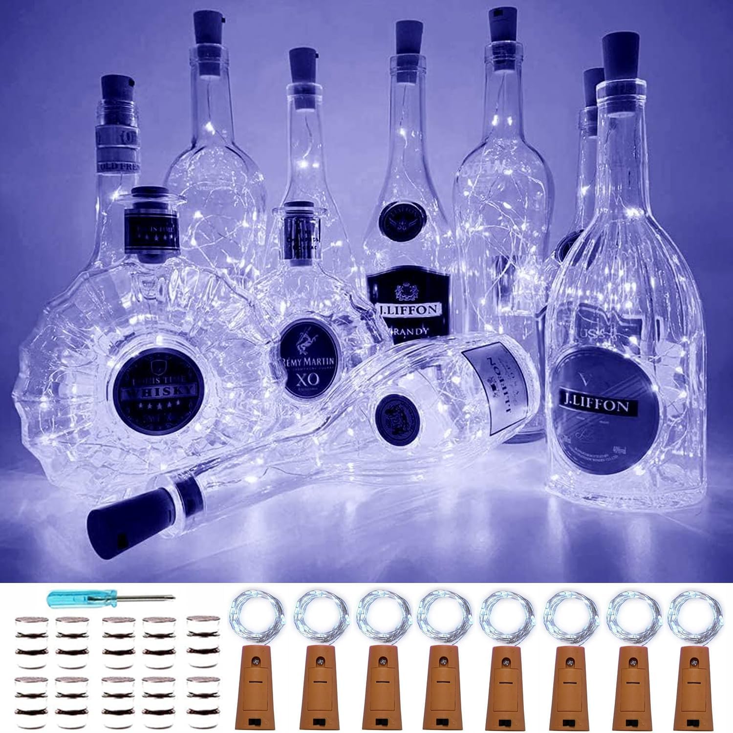 Amazon.com: VOOKRY Wine Bottle Lights with Cork 20 LED Battery Operated ...