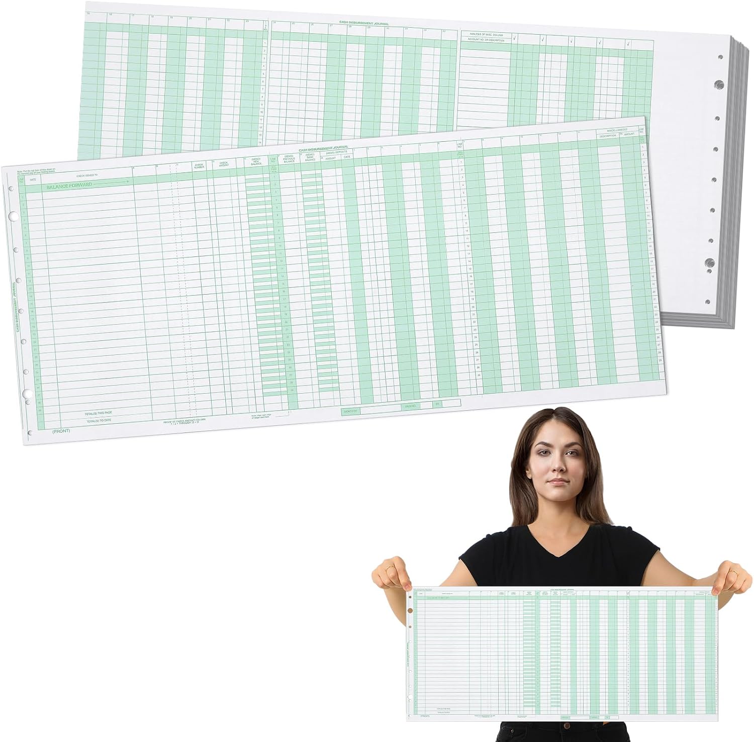 Amazon.com : Skyygemm 40 Pcs General Expense Journal Sheet 25 3/8" x 11 ...