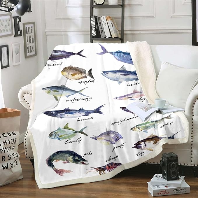 Amazon.com: Ocean Animal Print Fleece Sherpa Blanket - Hunting and ...
