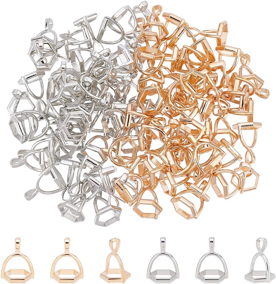 Amazon.com: OLYCRAFT 100Pcs 2 Color Bullet Pendant Bails Hexagon Bead ...