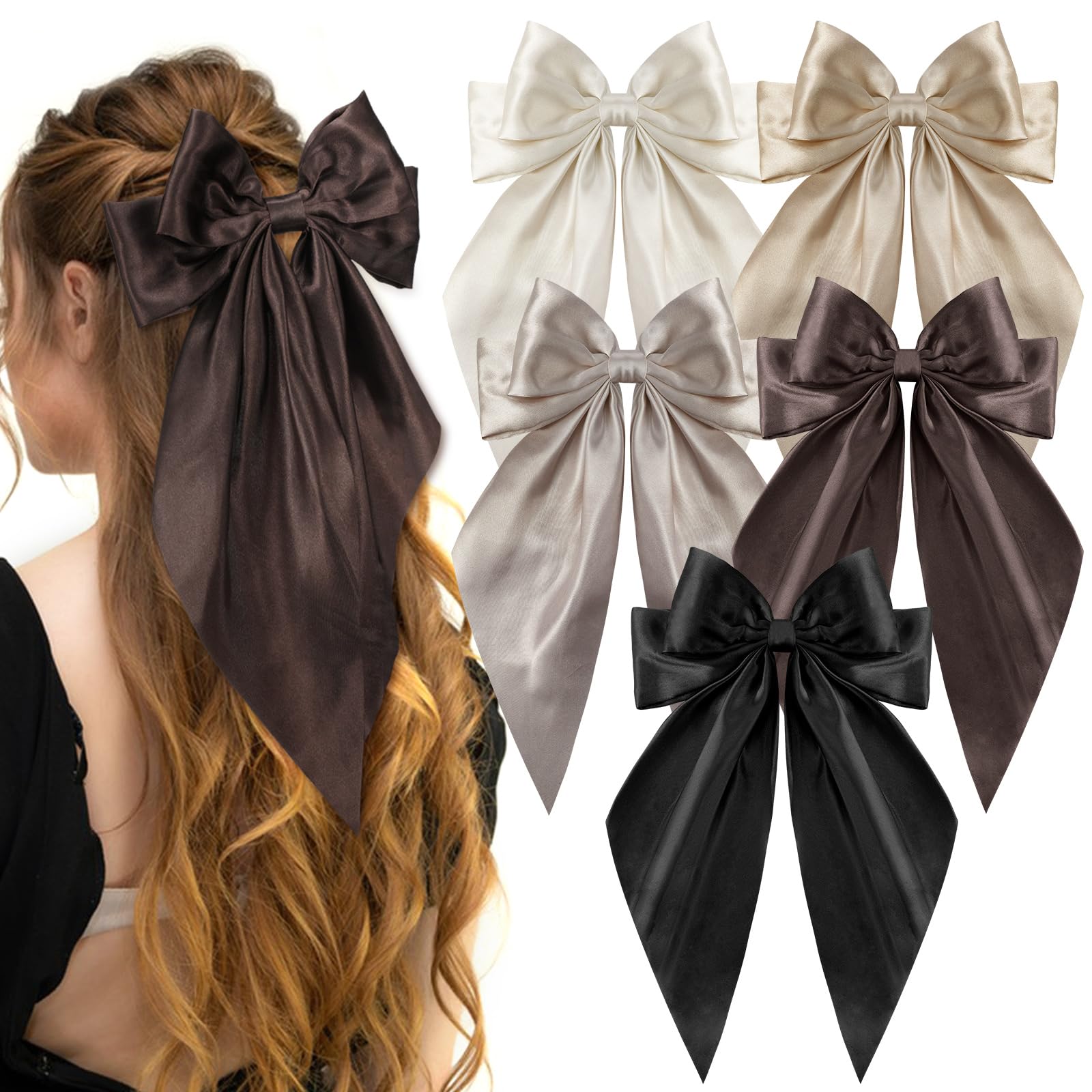Amazon.com : ProSuites 5 Pcs Hair Bows for Women, Neutral Color Hair ...