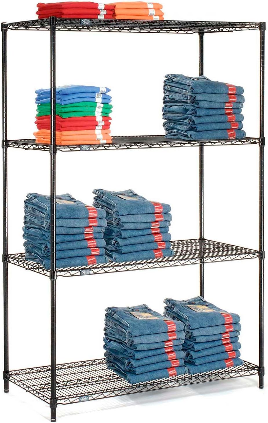 Amazon.com: Nexel Black Epoxy, 4 Tier, Wire Shelving Starter Unit, 48"W ...