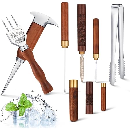 Amazon.com | Ice Pick Set of 4 Stainless Steel Ice Chipper with Wood ...