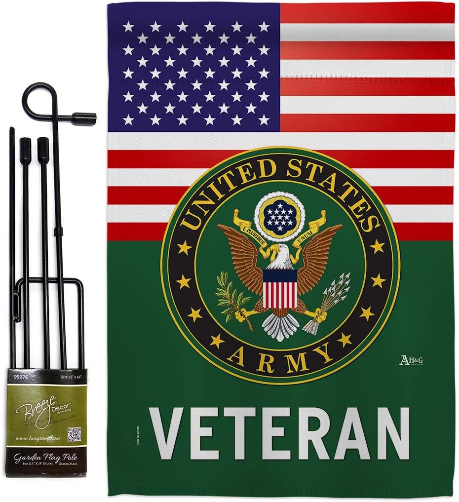 Amazon.com : US Army Veteran Garden Flag Set with Stand Armed Forces ...