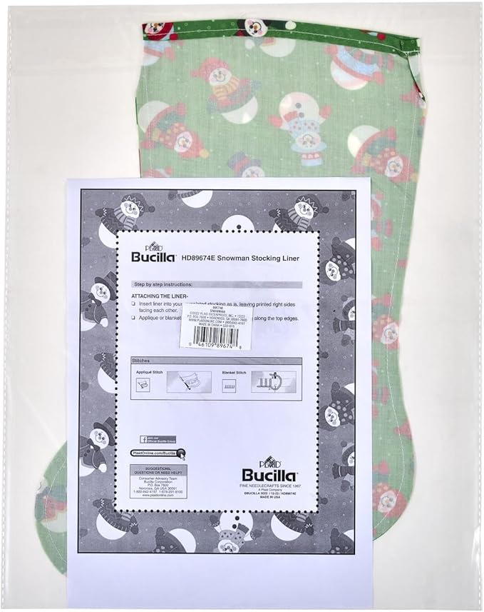 Amazon.com: Bucilla Snowman Stocking Liner, 18" Pre-Sewn Insert Perfect ...