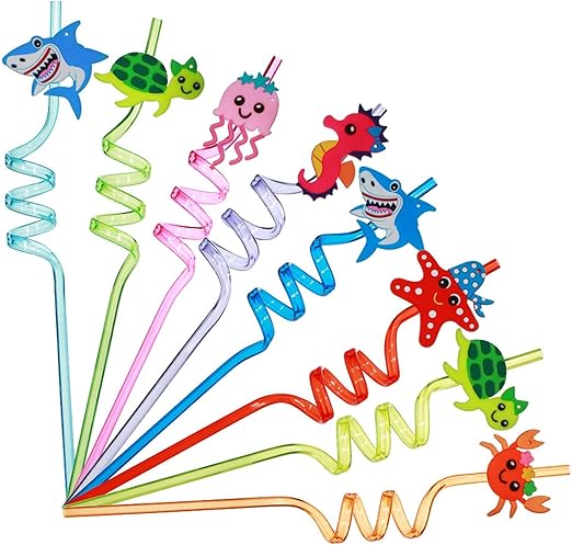 8 Pcs Curly Straws, Reusable Drinking Straws, Kids Novelty Birthday ...