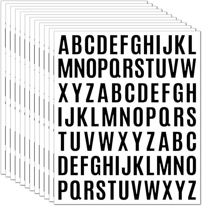 Amazon.com: 10 Sheet Small Letter Stickers - 1 Inch Black Vinyl Self ...