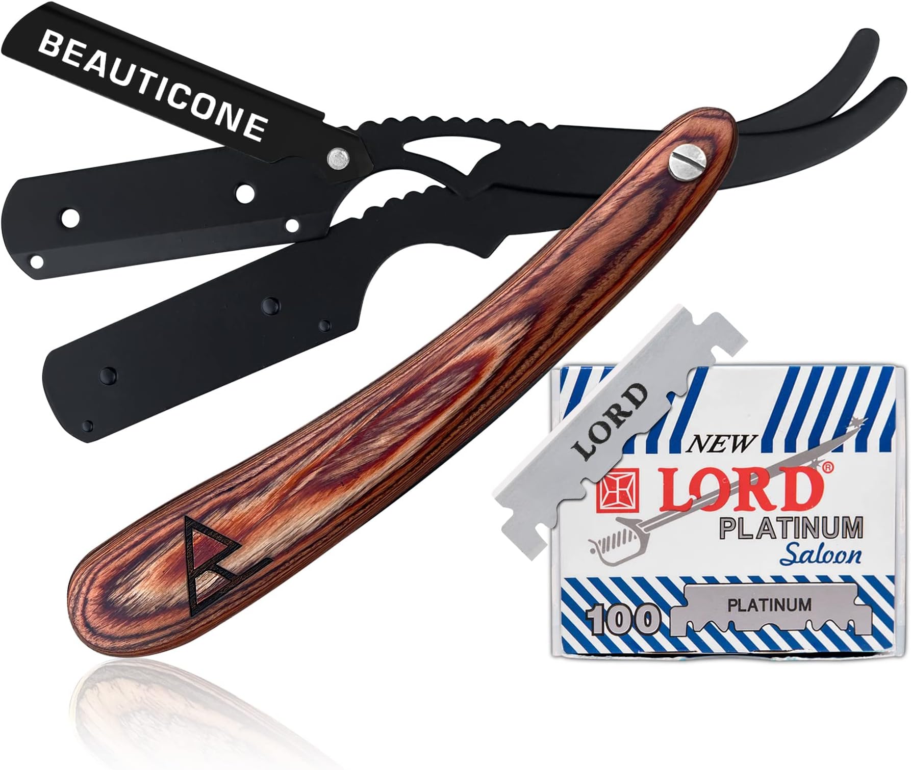Amazon.com: BEAUTICONE Straight Razor for Men, Professional Brown ...