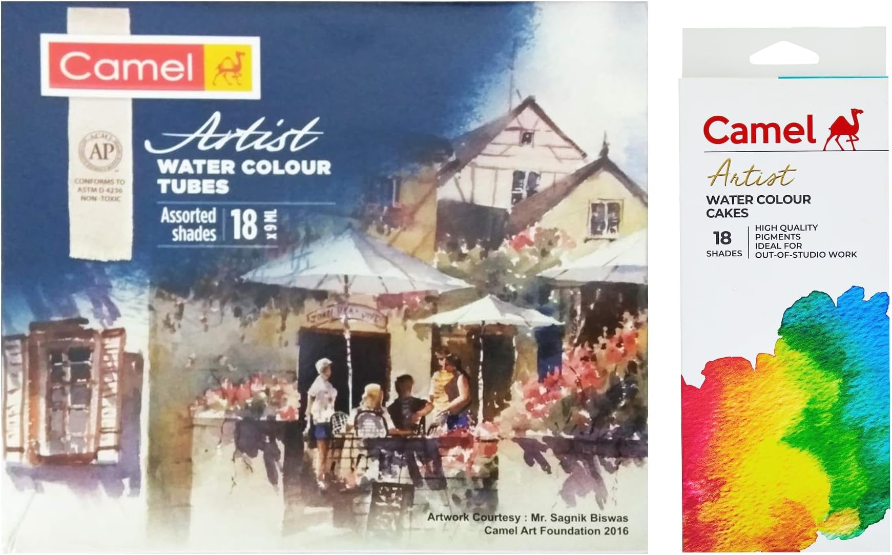 Camel Artist's Water Color Box - 9ml Tubes, 18 Shades Artist water ...