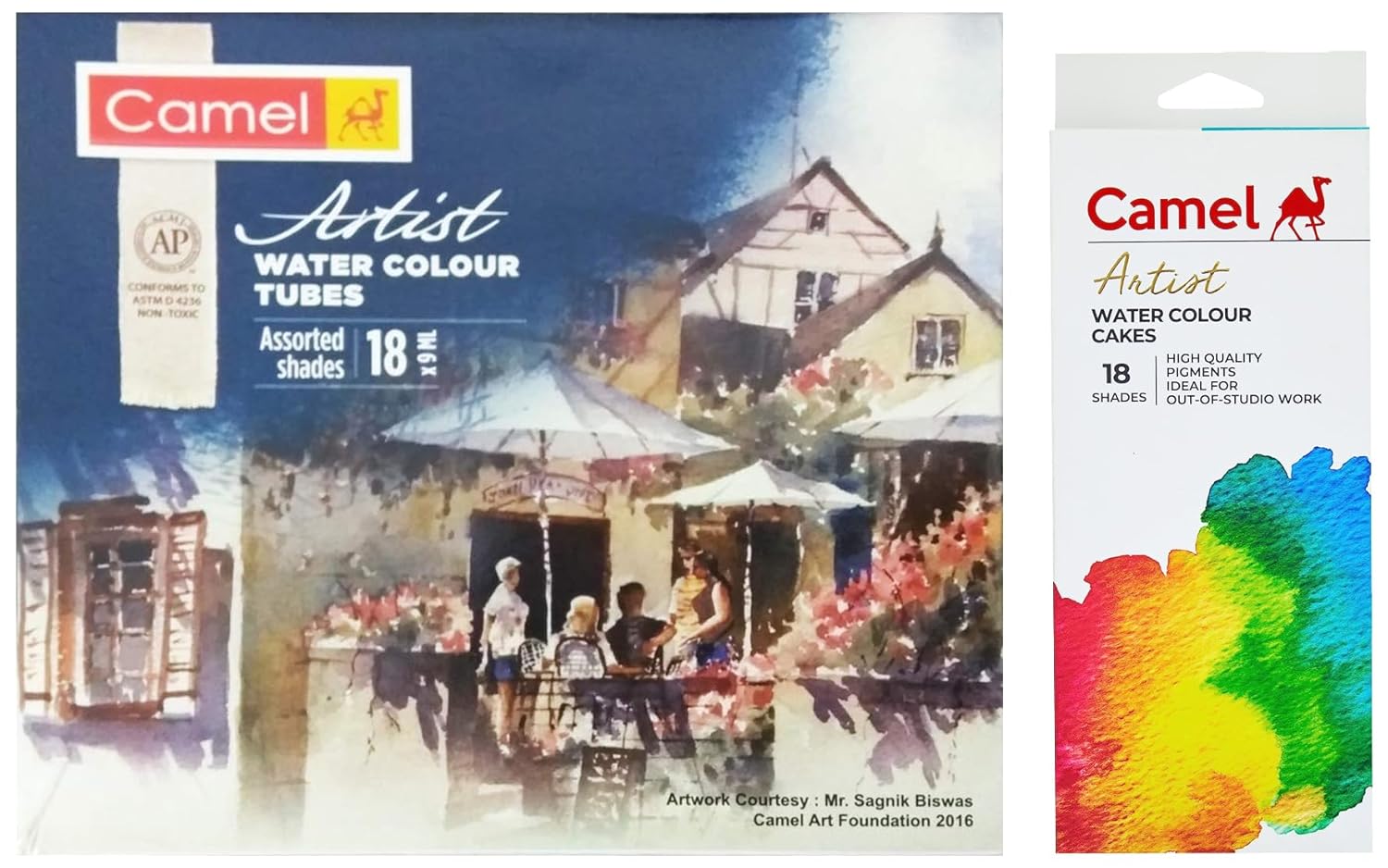 Camel Artist's Water Color Box - 9ml Tubes, 18 Shades Artist water ...