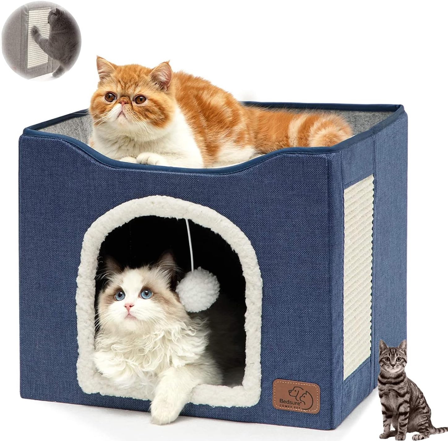 Mofish Cat Beds for Indoor Cats,Large Pet Cat Cube House Foldable with ...