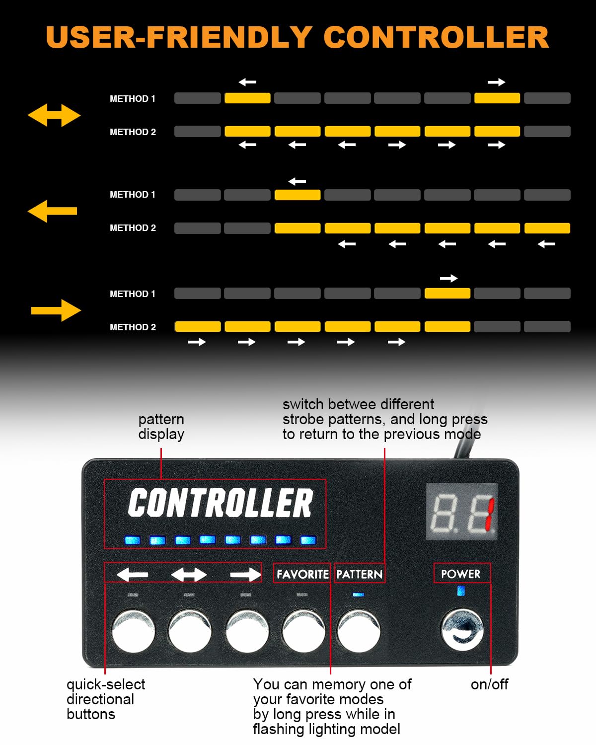 Snapklik.com : LUMENIX Amber LED Traffic Advisor Strobe Light Bar w ...