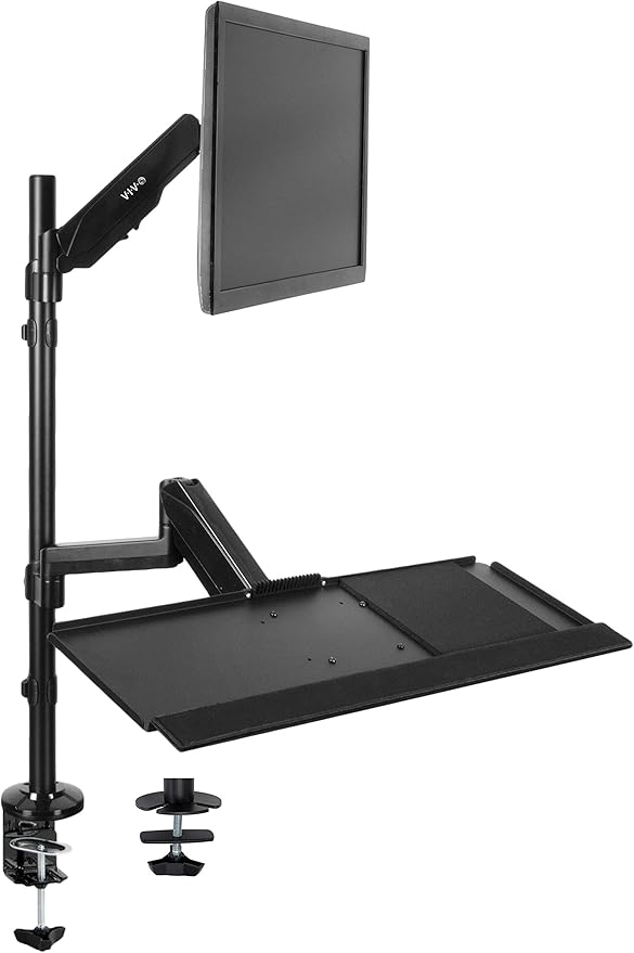 VIVO Sit-Stand Height Adjustable Pneumatic Spring Arm Keyboard Tray ...