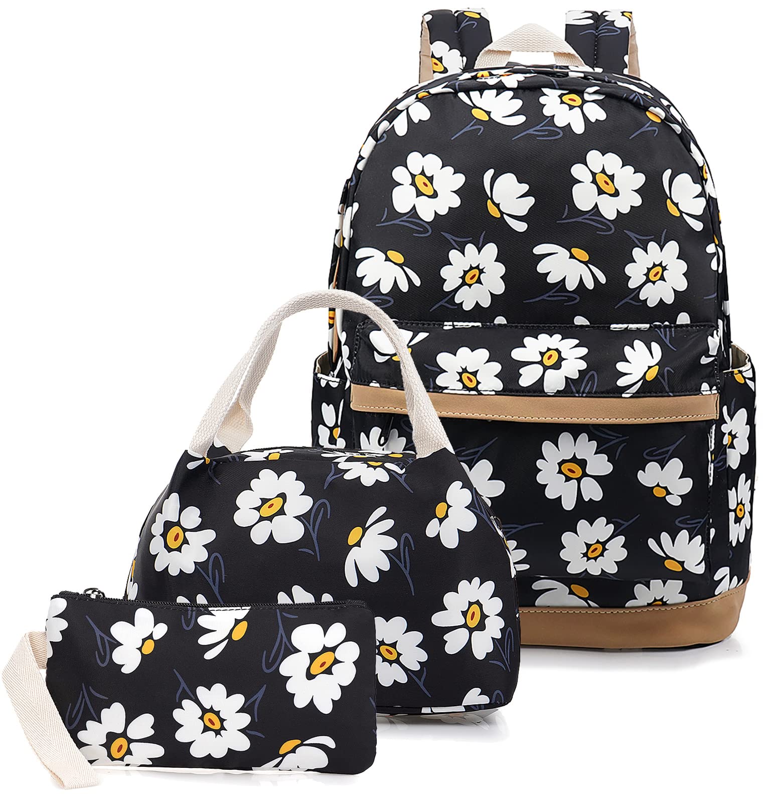 Amazon.com : HUHUTU School Bag Set, Daisy Laptop Backpack Lunch Bag ...