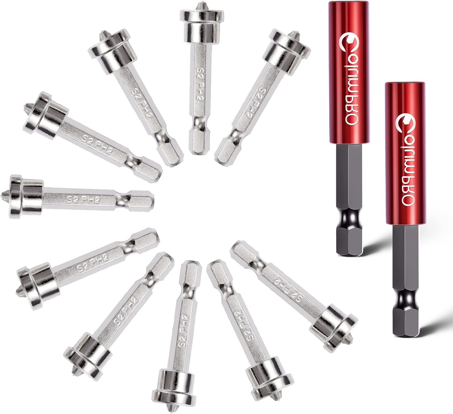 ColumPRO 12PCS Magnetic Positioning Drywall Screw Bits Setter PH2 Bits ...