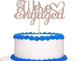 Amazon.com: Glitter We're Engaged Cake Topper - Bridal Shower Engaged ...
