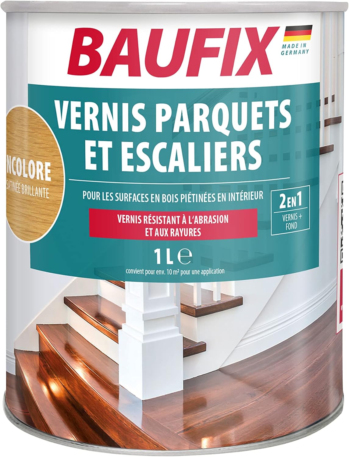 BAUFIX Vernis parquets et escaliers incolore, satinée brillante, 1 ...