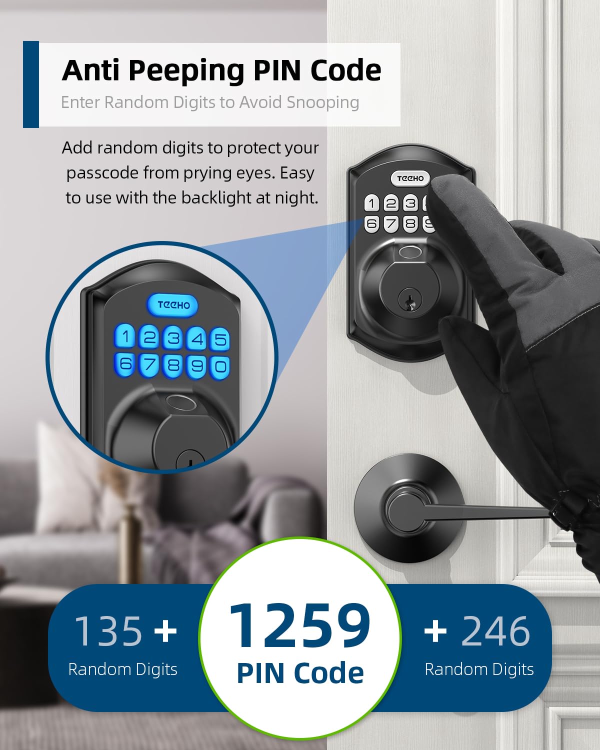 TEEHO Fingerprint Door Lock with 2 Lever Handles, Keyless Entry Door ...