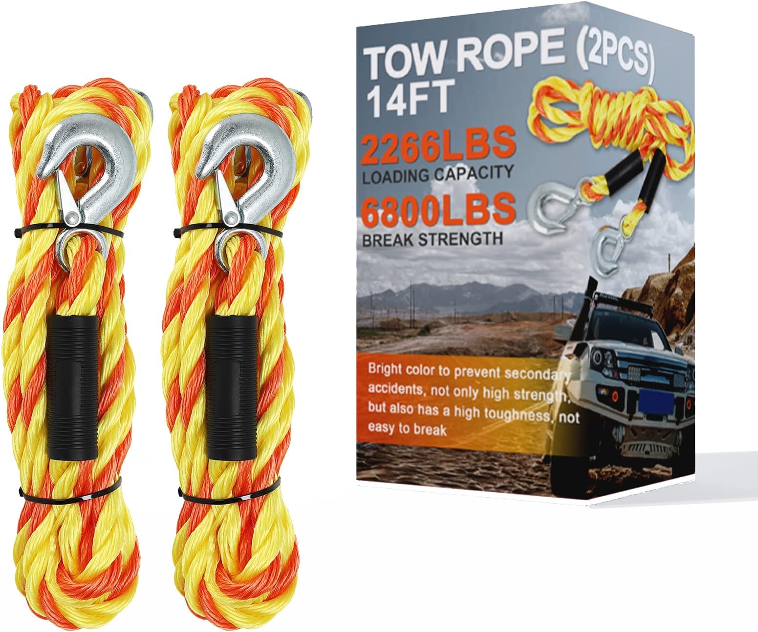 Amazon.com: Trailer Rope 14FT X 6800LBS Synthetic Winch Rope Kinetic ...