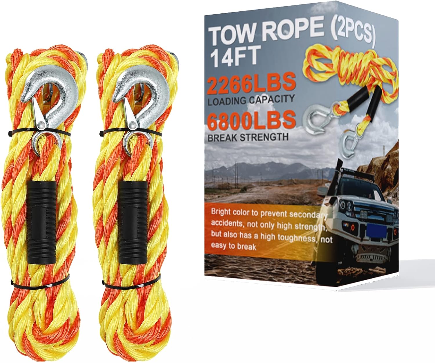Amazon.com: Trailer Rope 14FT X 6800LBS Synthetic Winch Rope Kinetic ...