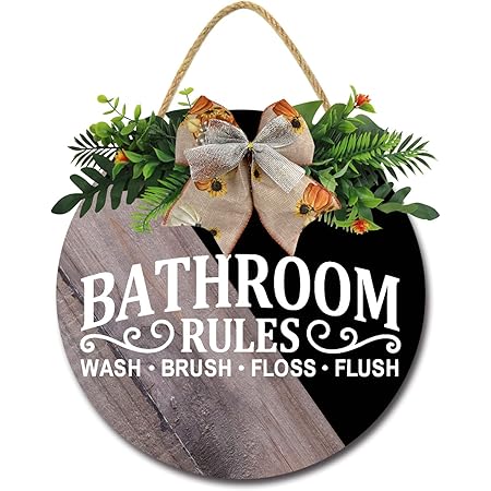 Amazon.com : Bathroom Sign Wall Decor, Bathroom Wall Art Farmhouse ...