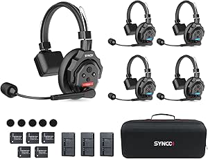 Amazon.com: SYNCO XTALK X5 Wireless Intercom Headset System, 2.4GHz ...