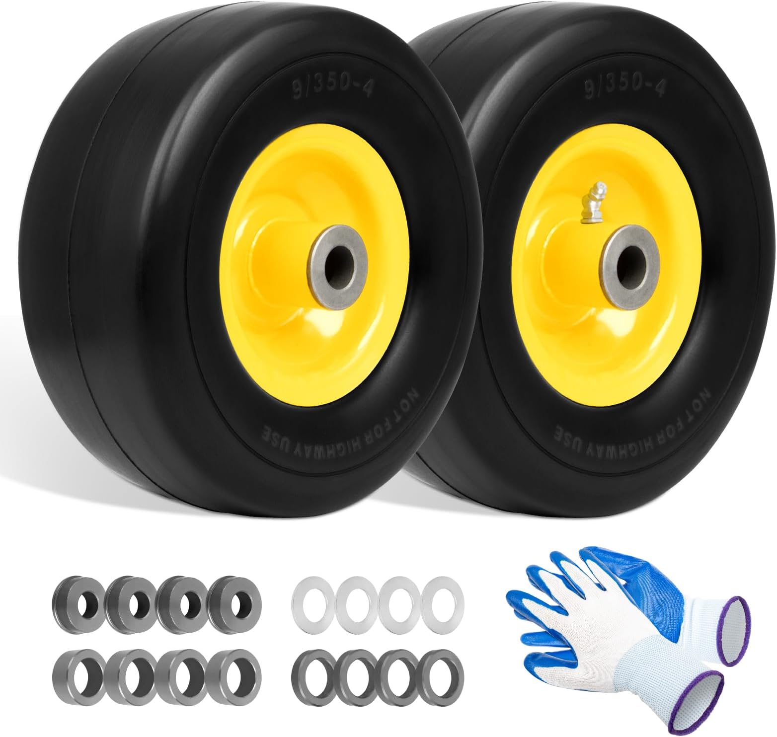 Amazon.com : New Flat Free Mower Tire on Wheel 9x3.50-4, 4" Hub ...