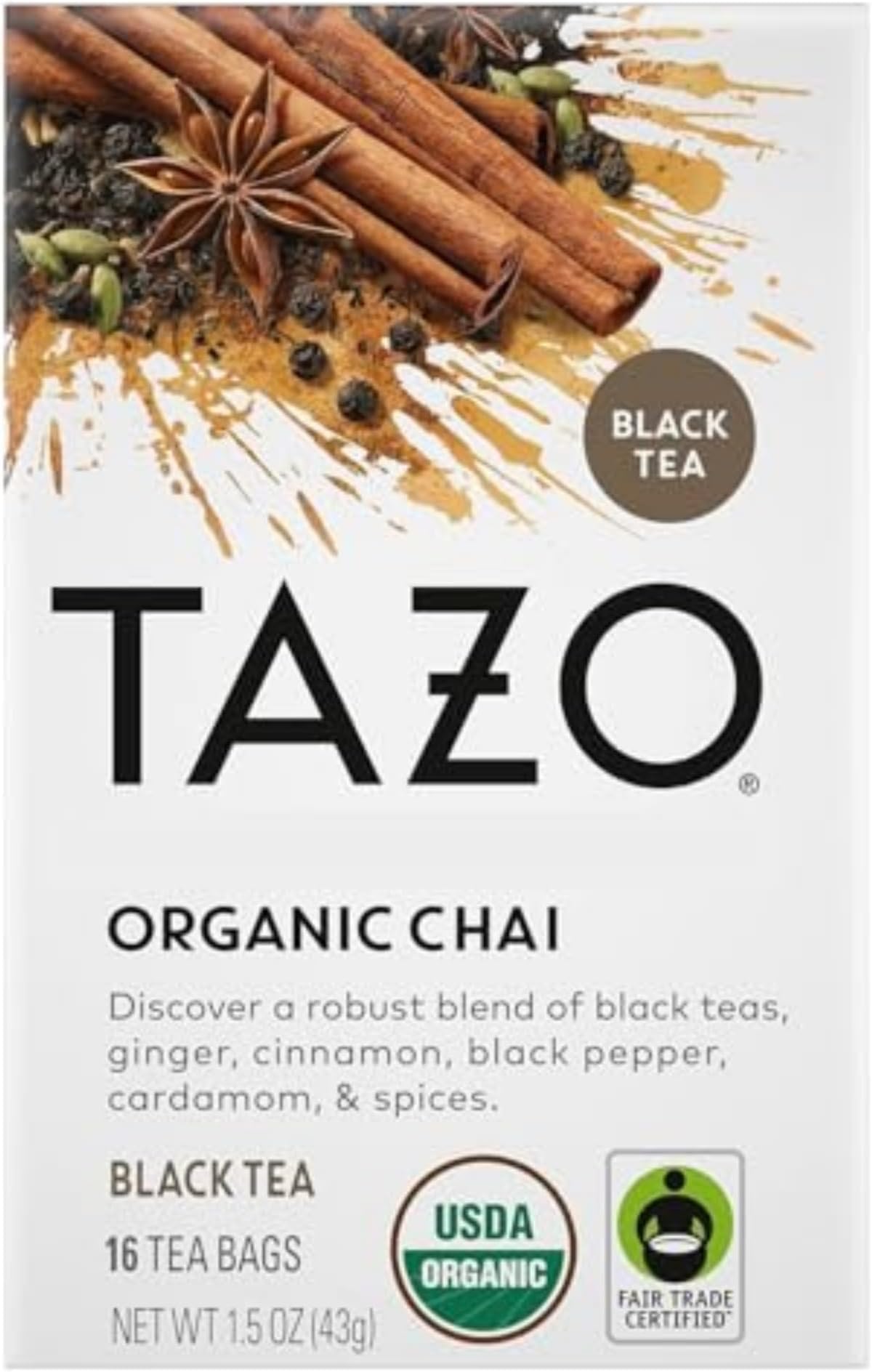 Amazon.com: TAZO Tea, Organic Chai Black Tea Bags, 16 Total Tea Bags : Tazo