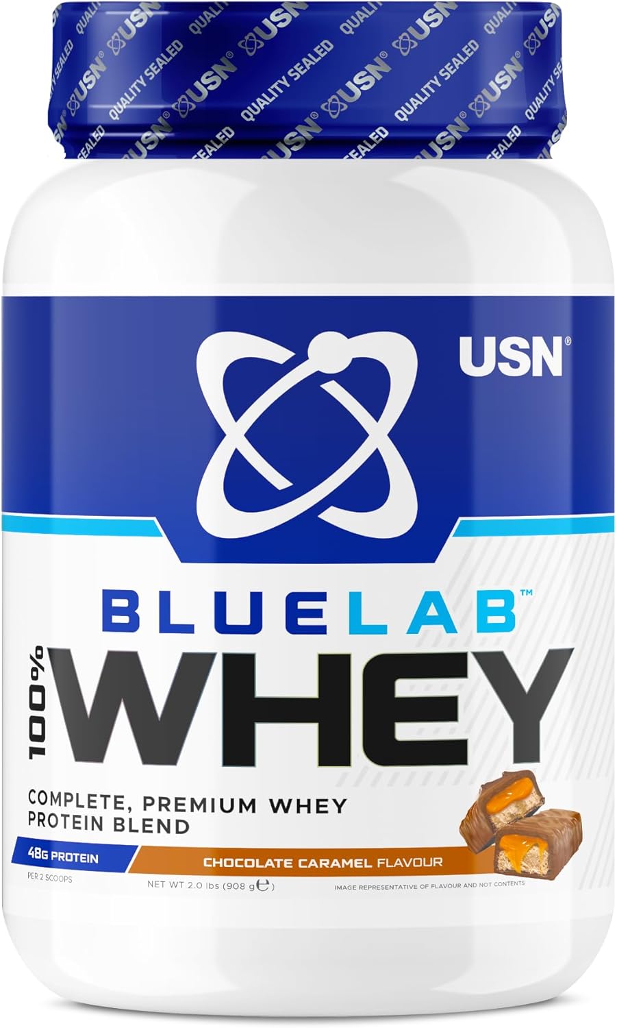 USN Blue Lab Whey Choco Caramel 908 gms, Premium Whey Protein Powder ...