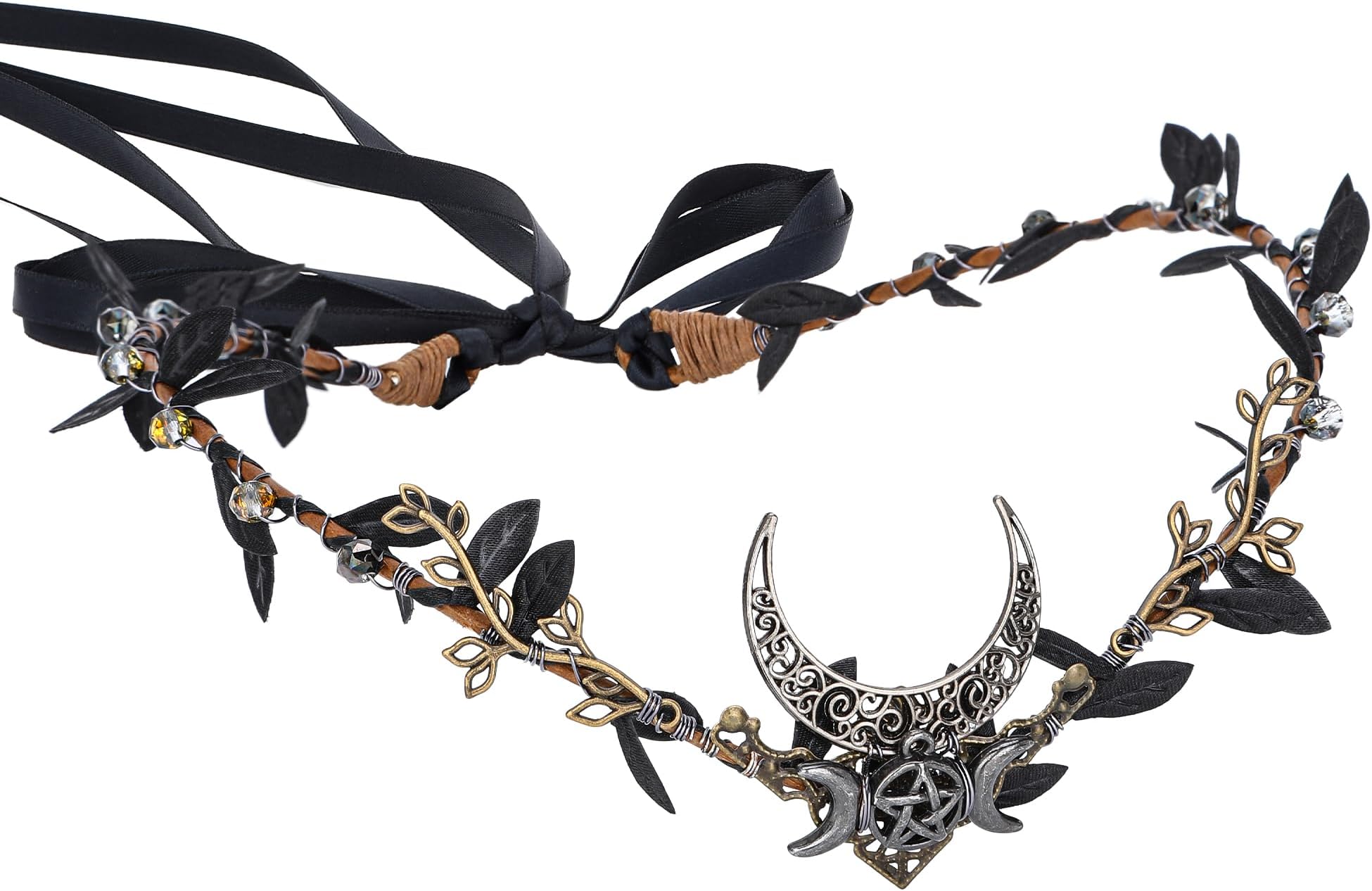 Amazon.com : MOSTORY Black Feather Elf Crown - Handmade Witch Headpiece ...