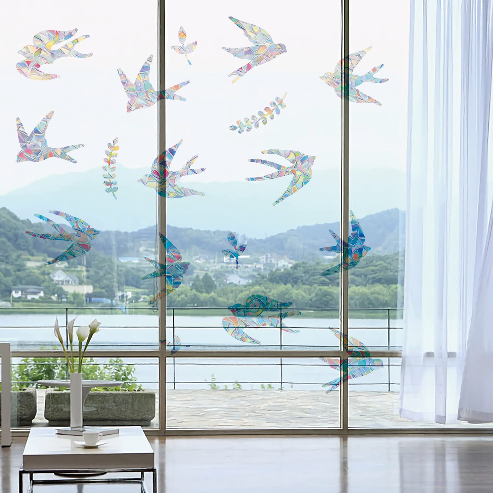 PLIGREAT 34 Pcs Swallows Birds Window Stickers, Static Window Decals ...