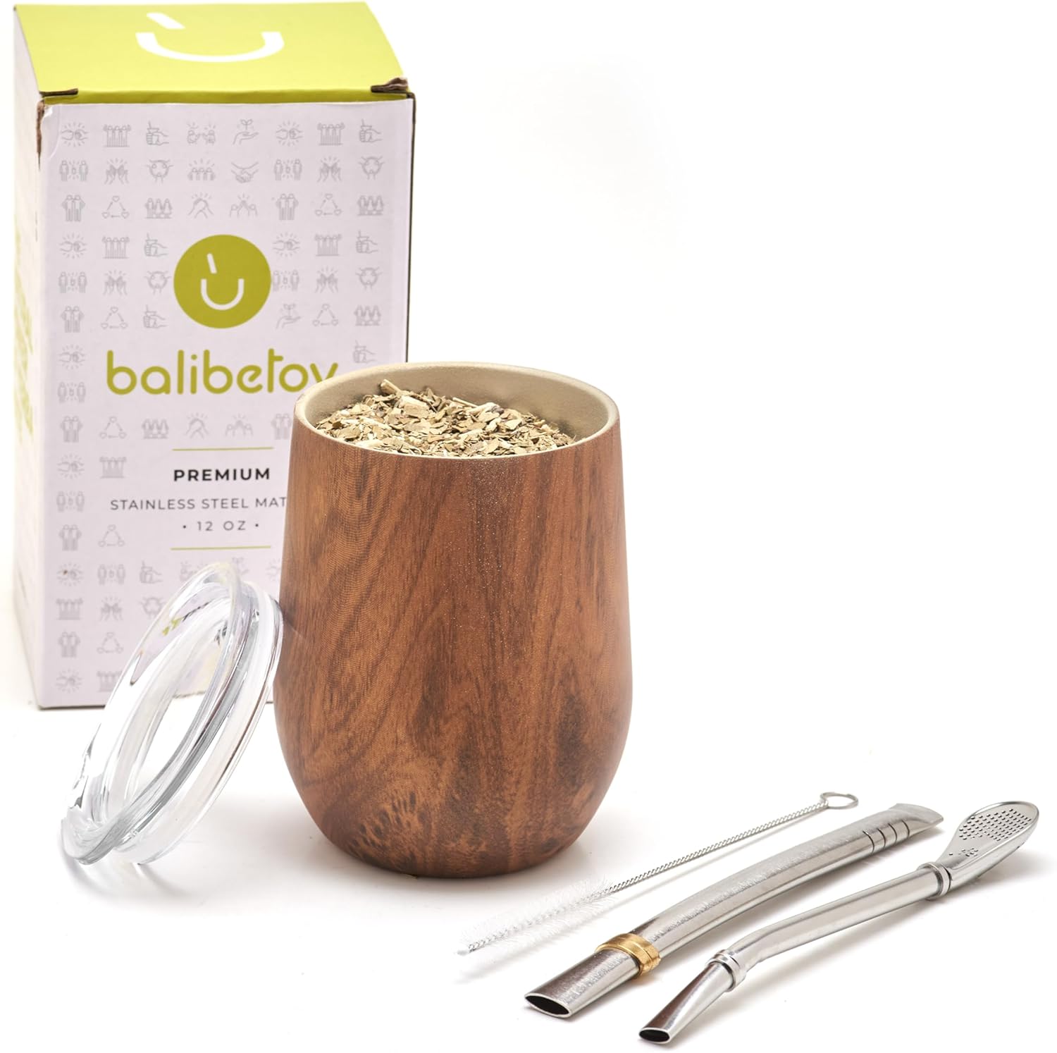 Amazon.com | BALIBETOV Premium Stainless Steel Yerba Mate Gourd Set, 5 ...