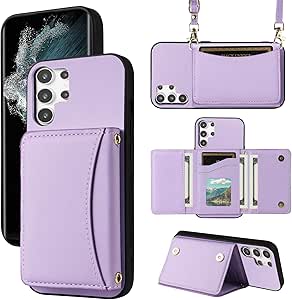 Amazon.com: Furiet Wallet Case for Samsung Galaxy S21 Ultra 5G with Crossbody Strap Premium PU ...