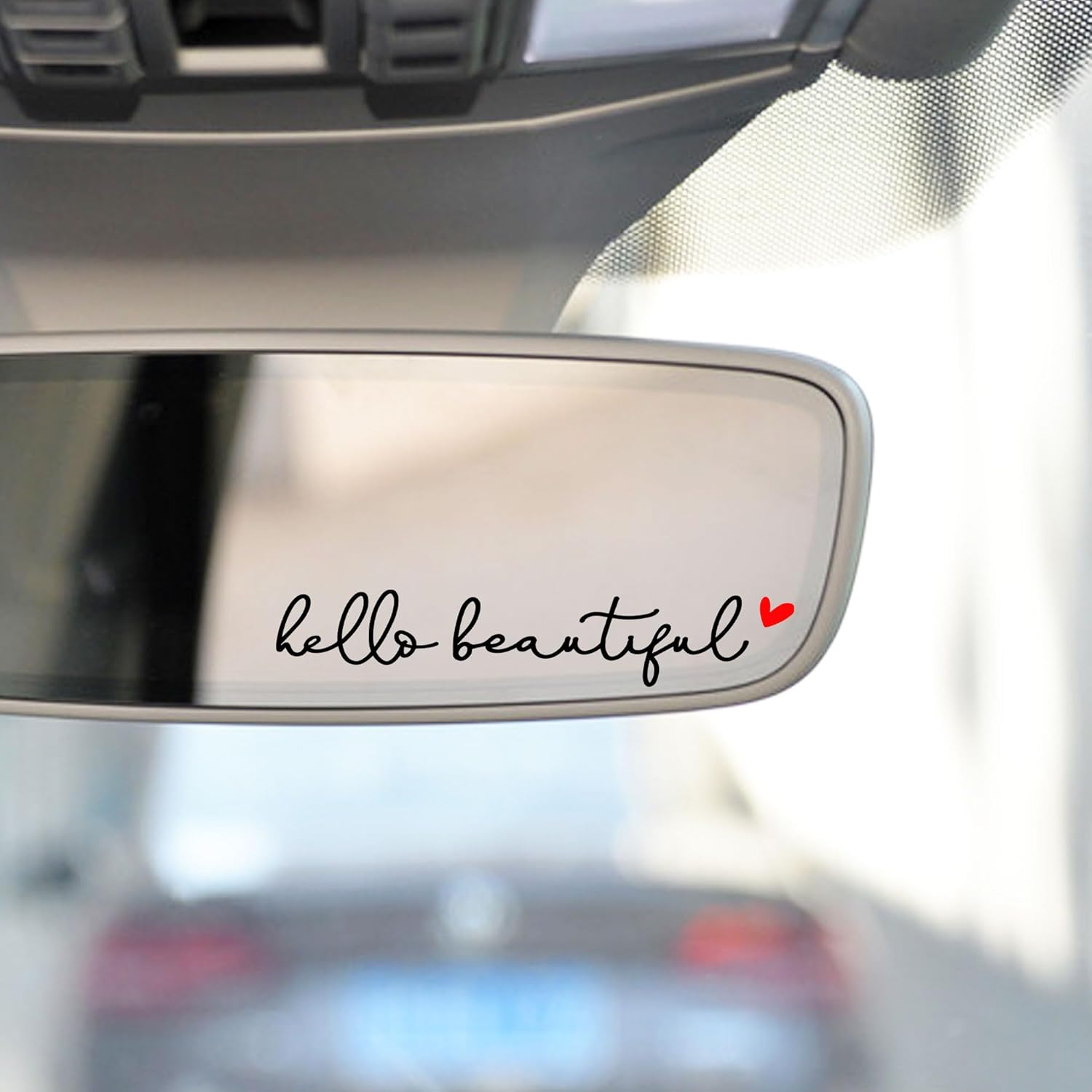 Amazon.com: 2 x Hello Beautiful Rearview Mirror Decal with Heart ...