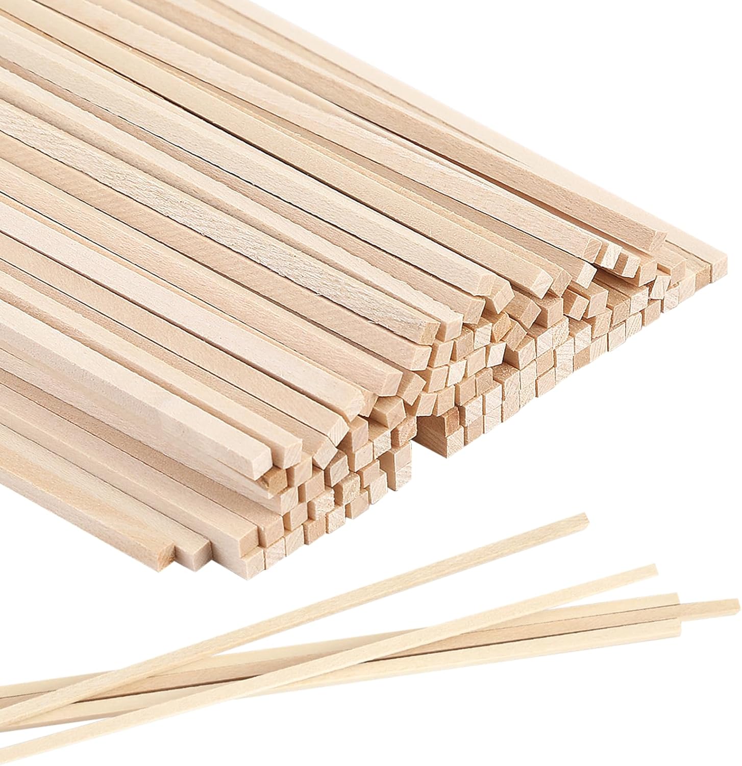 Balsa Wooden Sticks for Craft, 100 Pcs Square Natural Wood Strips ...